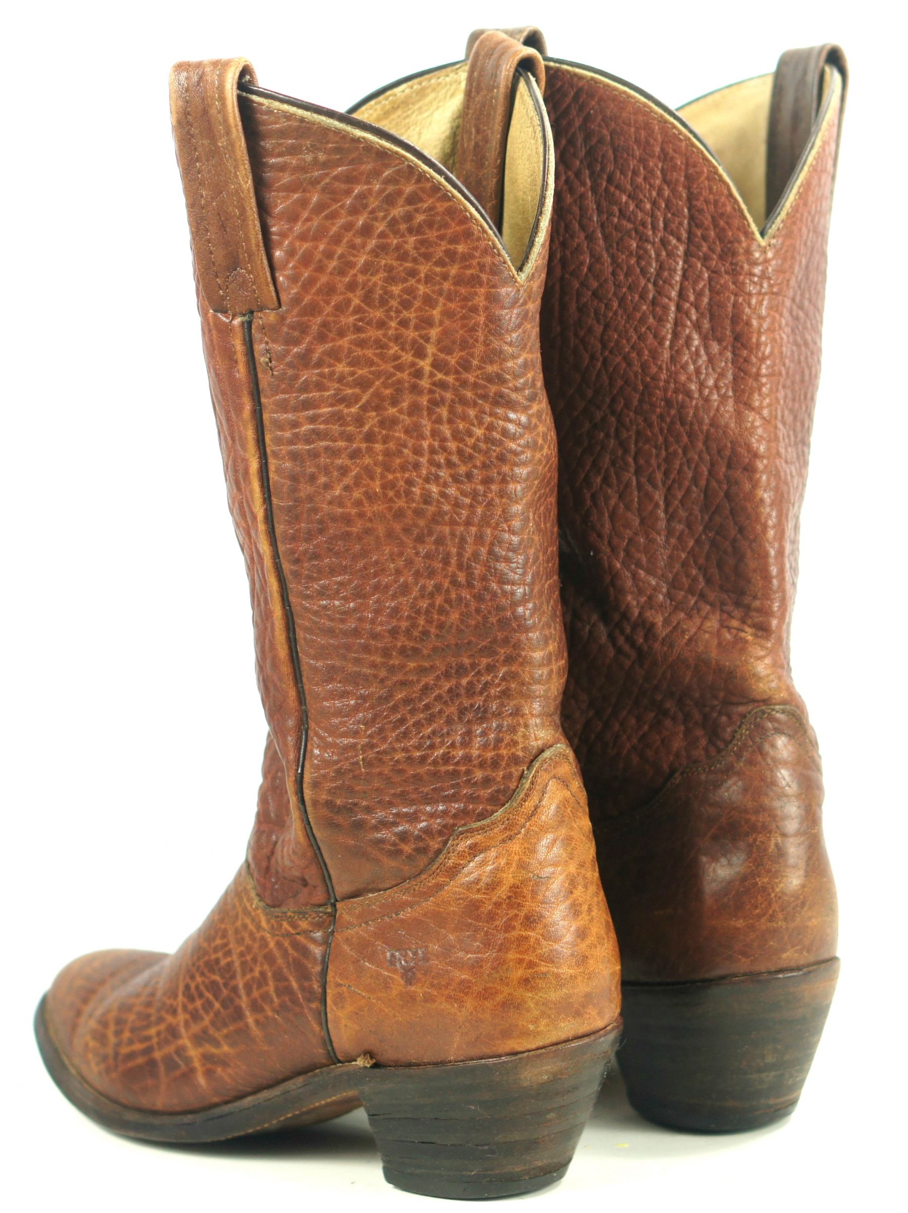 Frye Full Bullhide Cowboy Western Boots Vintage US Made 2 5 Heels Men